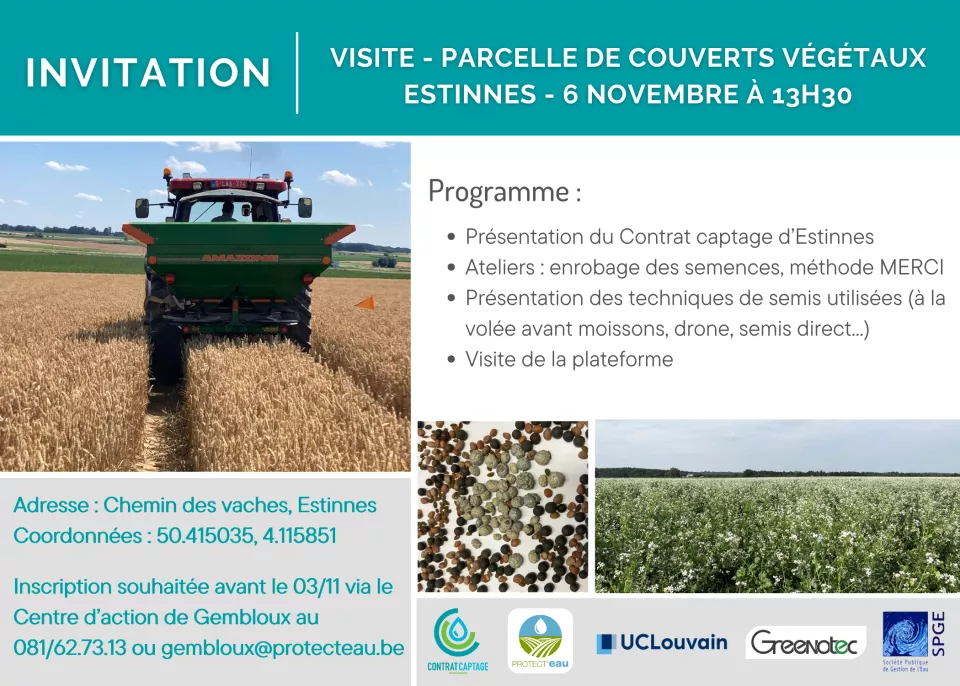 Contrat captage : Visite de couverts végétaux, le 6 novembre à Estinnes | PROTECT’eau